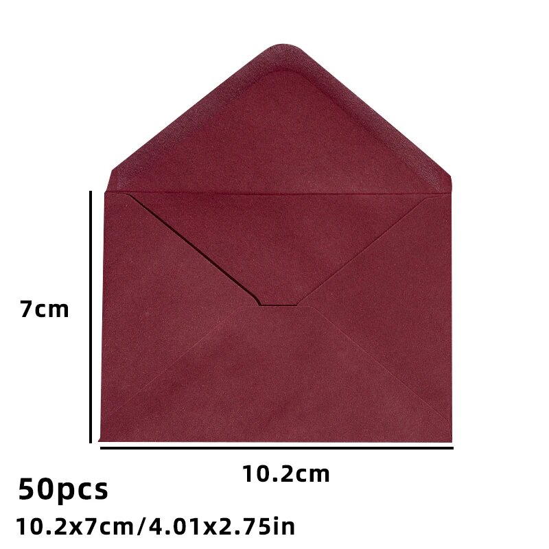 Конверты винного красного цвета 10.2x7 см, 50 шт