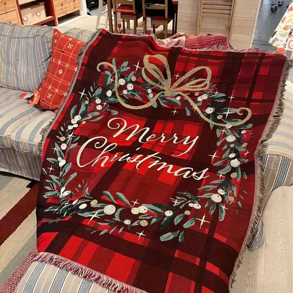 Ретро вязаное одеяло для дивана Plaid