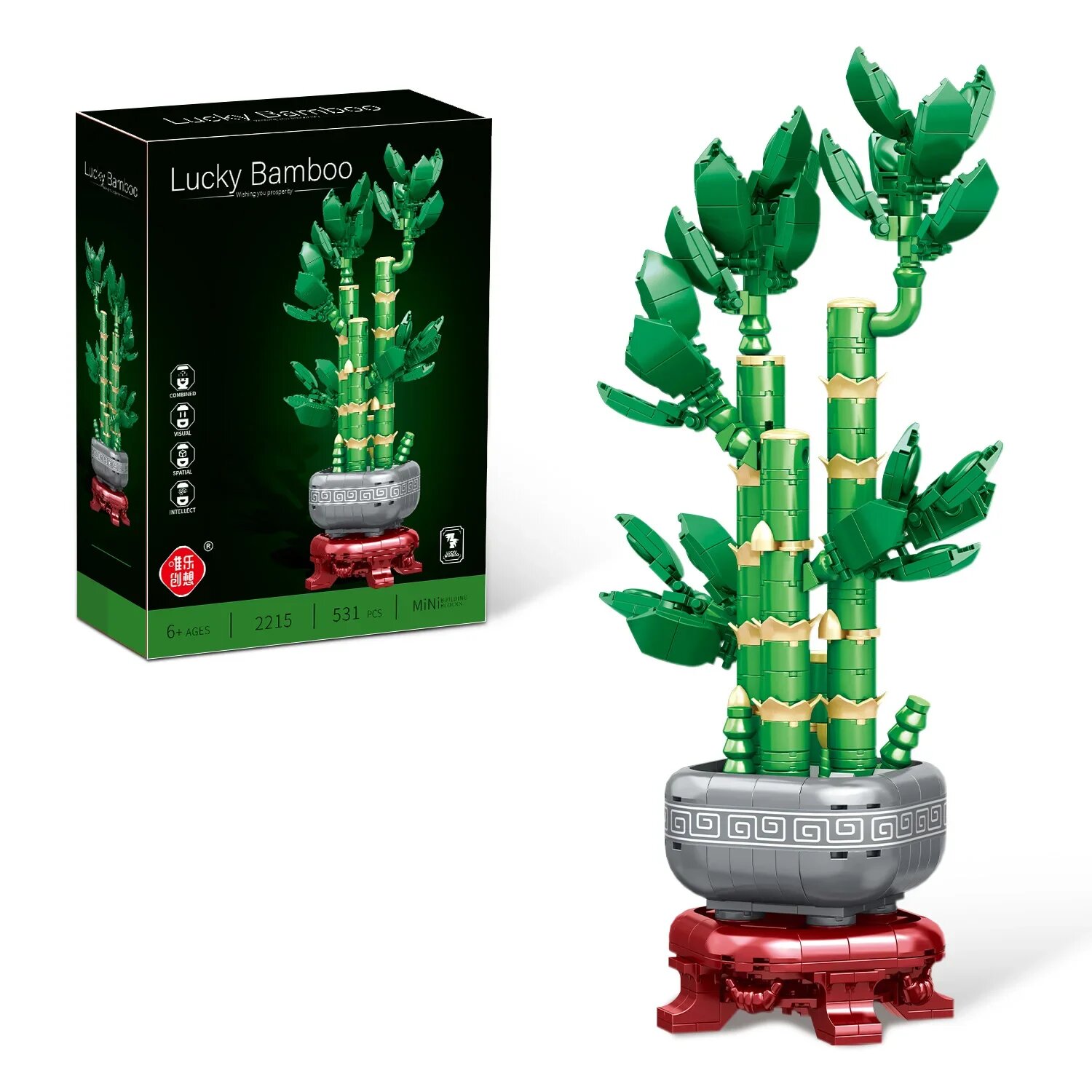 Бонсай из блоков Lucky Bamboo, зеленый, 2215