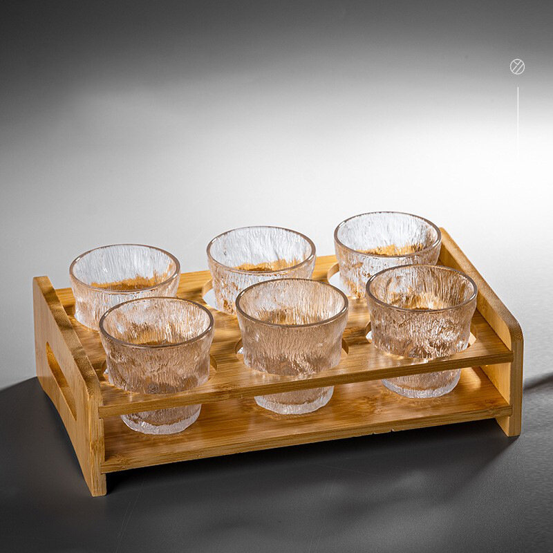 Стеклянная чашка для напитков с узором «Ледник», домашняя чашка для напитков, диспенсер для напитков, утолщенная чашка для напитков, небольшой набор посуды для напитков.