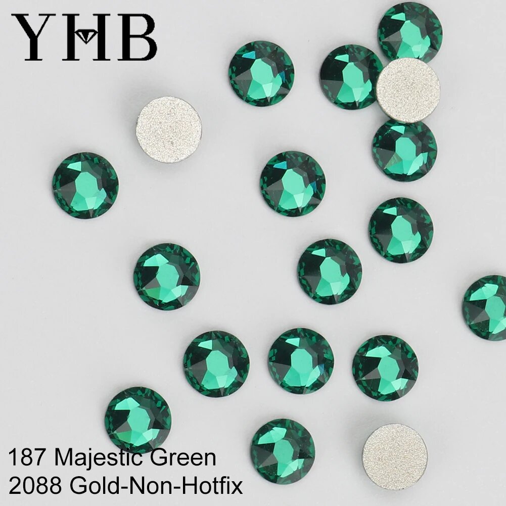 Стразы YHB 187 Majestic Green, изумрудные, SS20, 1440шт