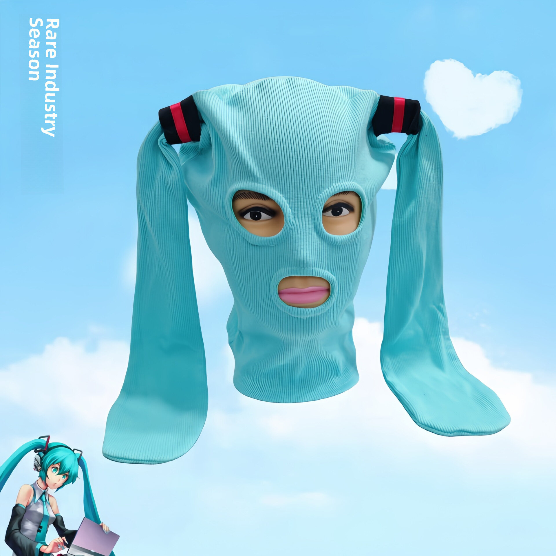 New First Sound Future Kidnapper Headgear Game Secondary Hat cosplay Community Mask Miku Mask(синий без ушей, все размеры)