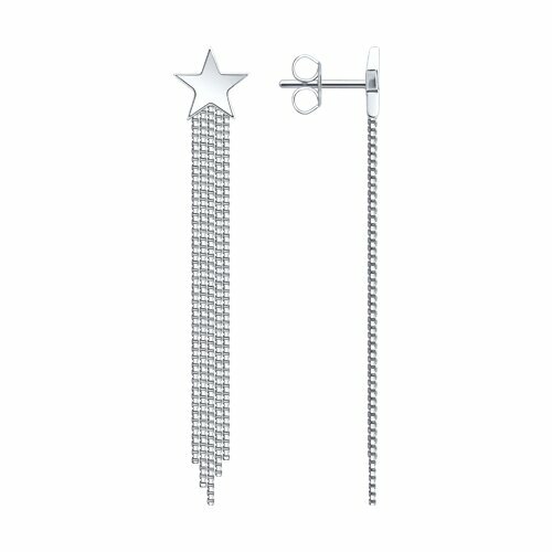 Серьги пусеты, серебро, 925 проба, родирование