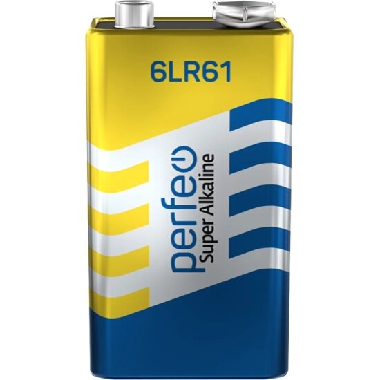 Батарейка алкалиновая Perfeo Super Alkaline 6LR61/1SH, тип 6LR61 (Крона), 1шт, пленка