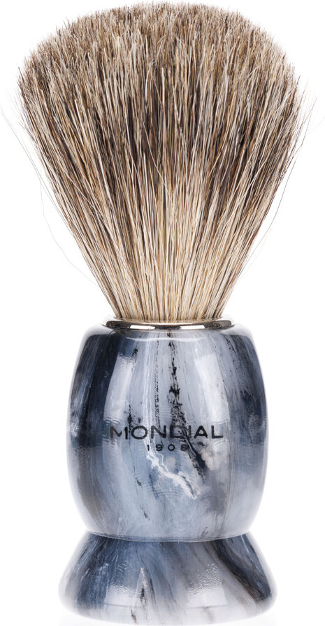 MONDIAL Помазок для бритья с ворсом барсука, серый мрамор Shaving Brush Badger Gray Marble 90 шт.