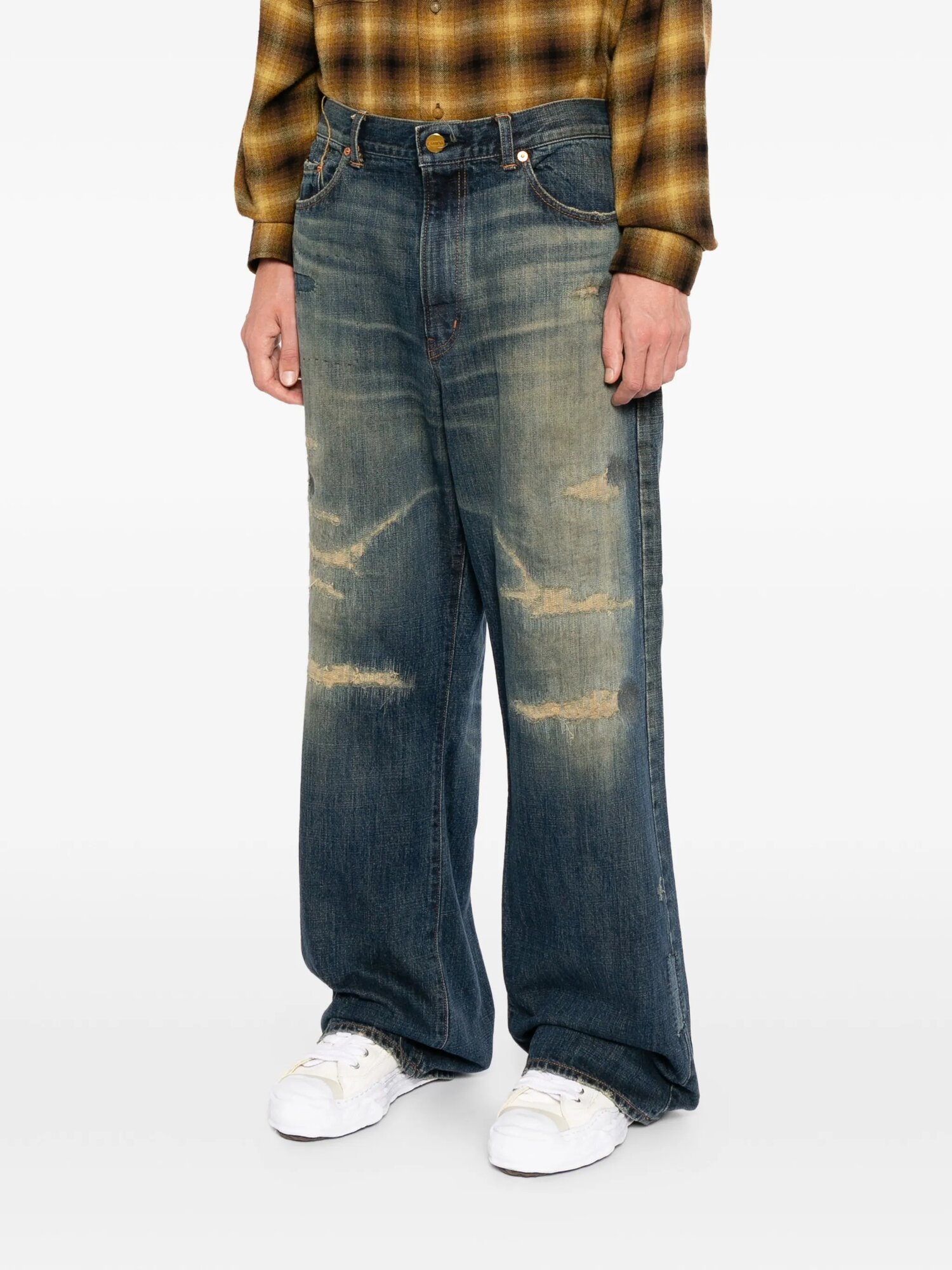 Джинсы KAMIYA Distressed patchwork jeans, размер S — фото 1