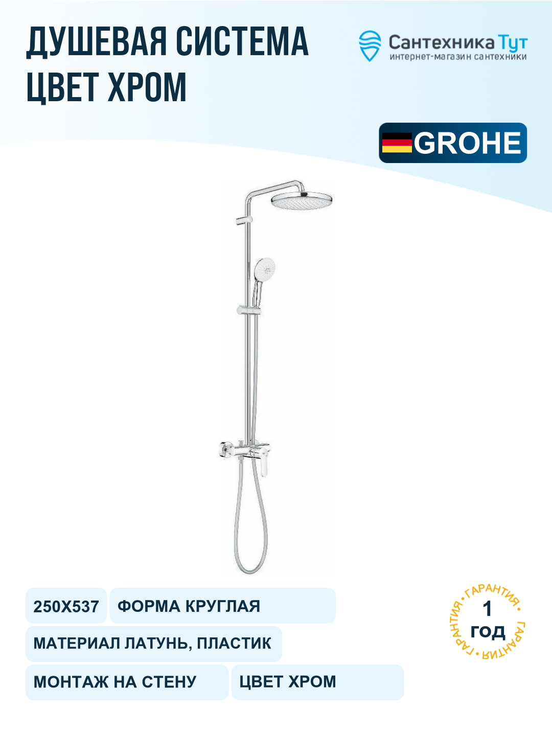 Душевая система Grohe Tempesta 250 26673001 Хром