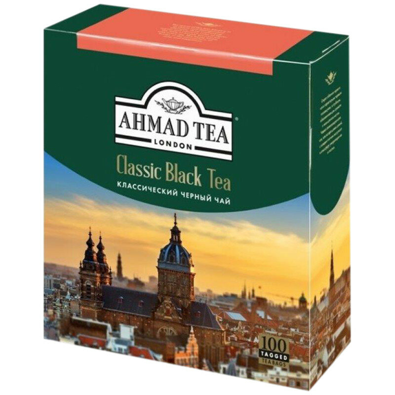 Чай Ahmad Tea "Классический", черный, 100 пакетиков по 2г, 254986