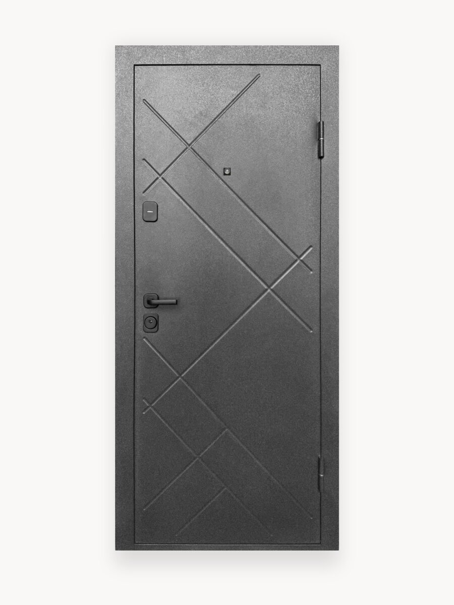 Входная дверь металлическая 7 см Штамп Букле Графит МП 2050х960 Правая