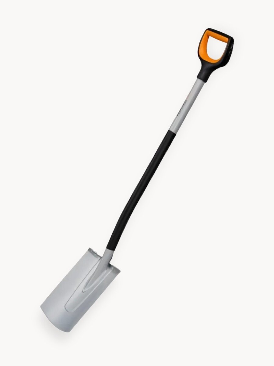 Лопата штыковая с закругленным лезвием Xact FISKARS (серая) (1066730)