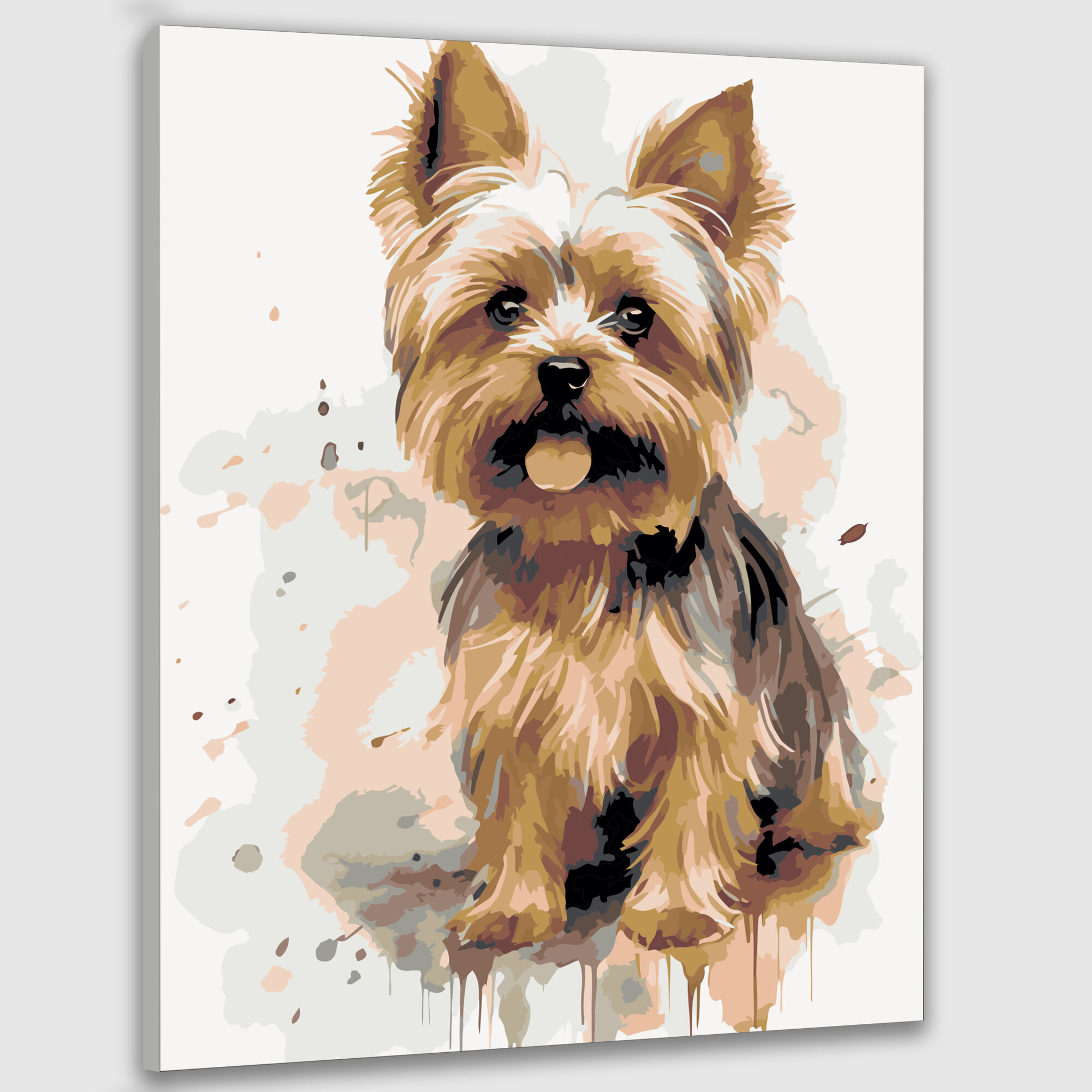 Картина по номерам 40x50 см, акварельная иллюстрация, йоркширский терьер, черты, индивидуальность, свободные мазки, фон