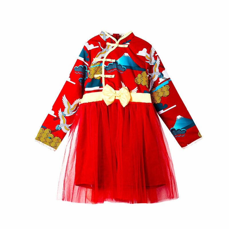 Костюм детский, красный, в китайском стиле, для хора