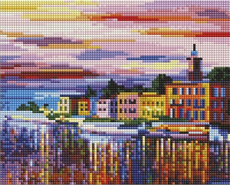 Набор Белоснежка #541-ST-S Озеро Комо - Белладжио, Алмазная Мозаика, 20 х 25 см