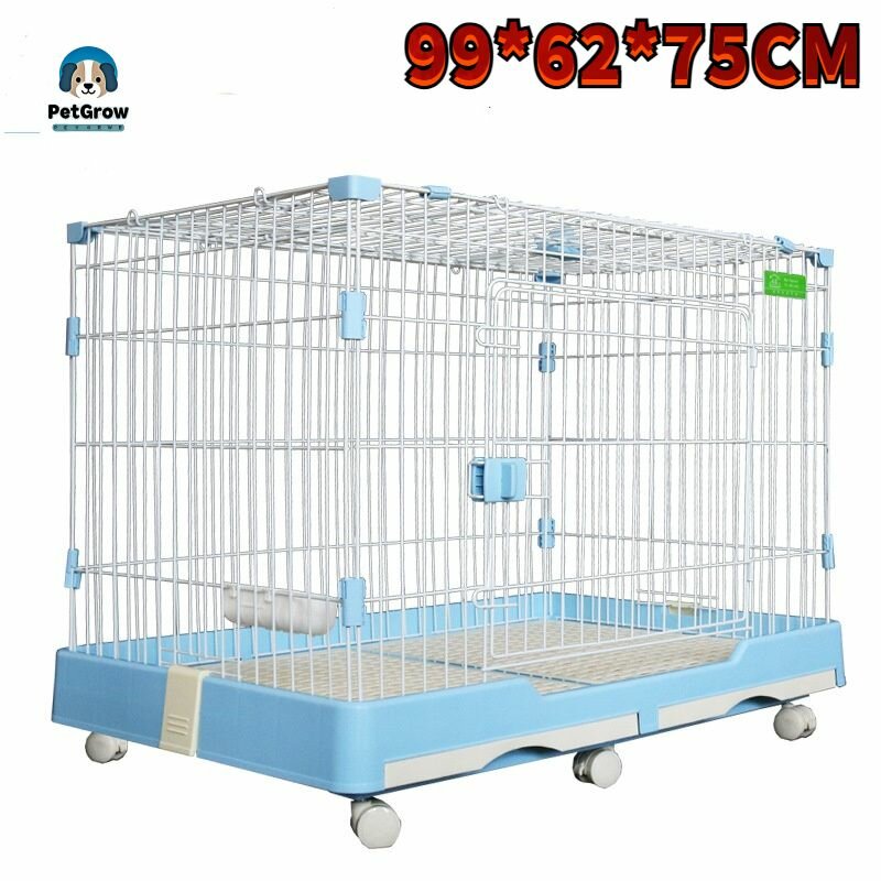 Утолщенная клетка для домашних животных с универсальными колесами-990*620*750-синий-PetGrow