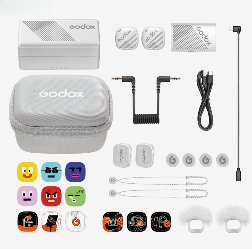 Беспроводная микрофонная система Godox Cube-C, Стандартный комплект Kit 2 белый