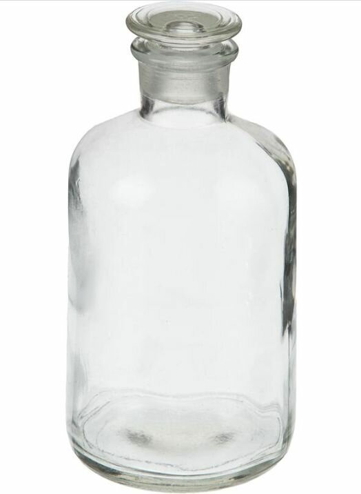 Склянка для реактивов узкогорлая с пришлифованной пробкой (светлое стекло), 500 мл