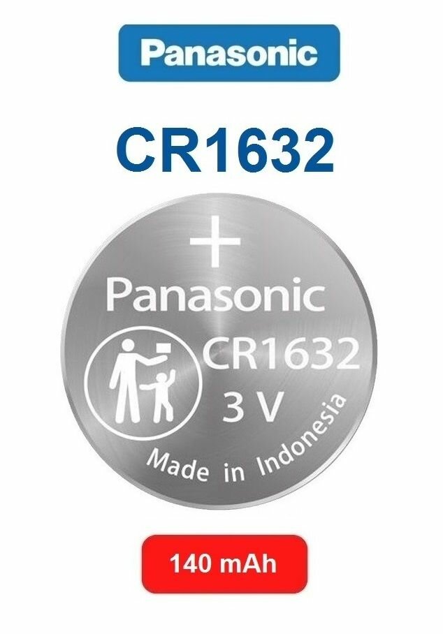 Батарейка Panasonic CR1632, литиевая, 3В, ёмкость 140mAh, 1 шт
