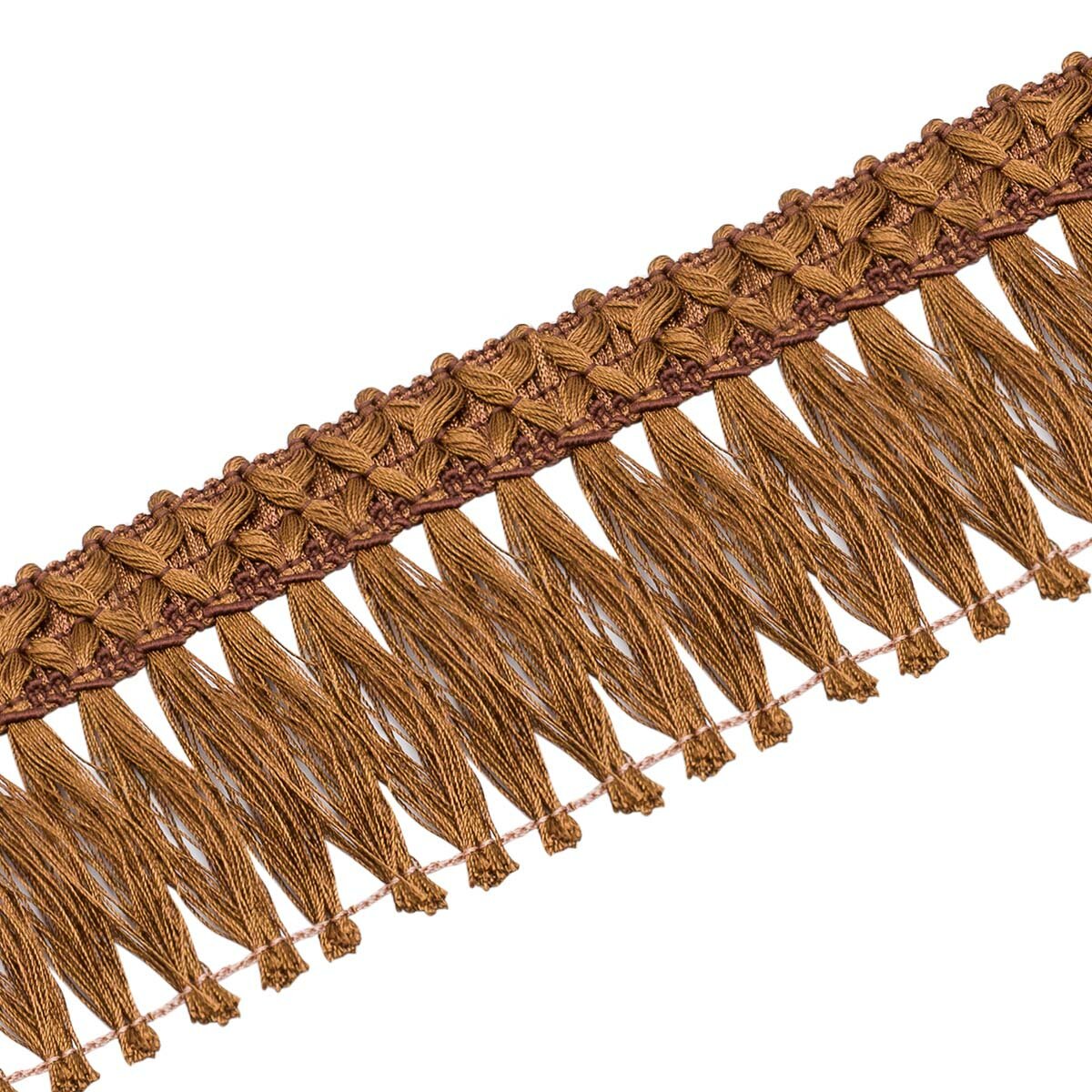 Бахрома для штор с кисточками, 7,5 см*10 м, для текстиля и шитья, коричневая с золотом, Айрис