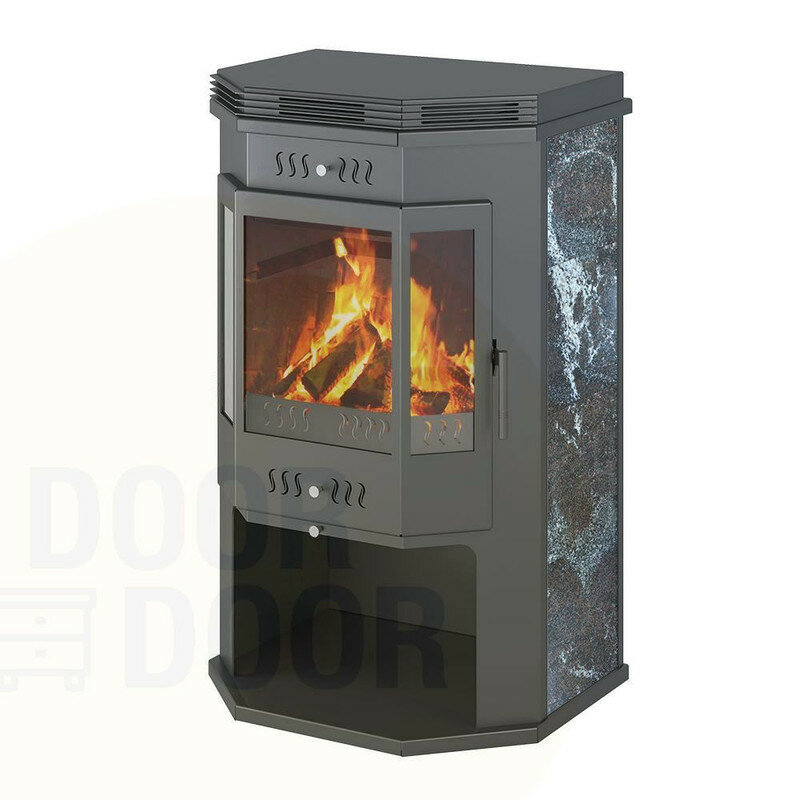 Печь-Камин ASTON 12 кВт (200 м3) Призматик с плитой (Амфиболит)