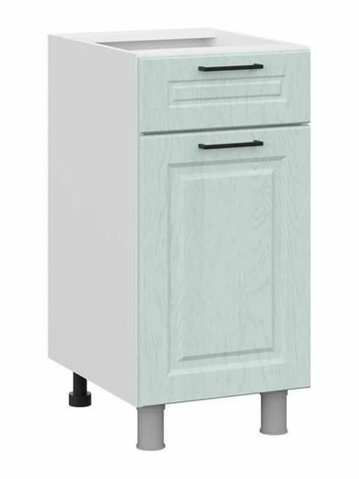 Кухонный модуль напольный, стол Шервуд с ящиками, с полками, с доводчиками, 40х50.6х82.4 см, Белый / Деним голубой