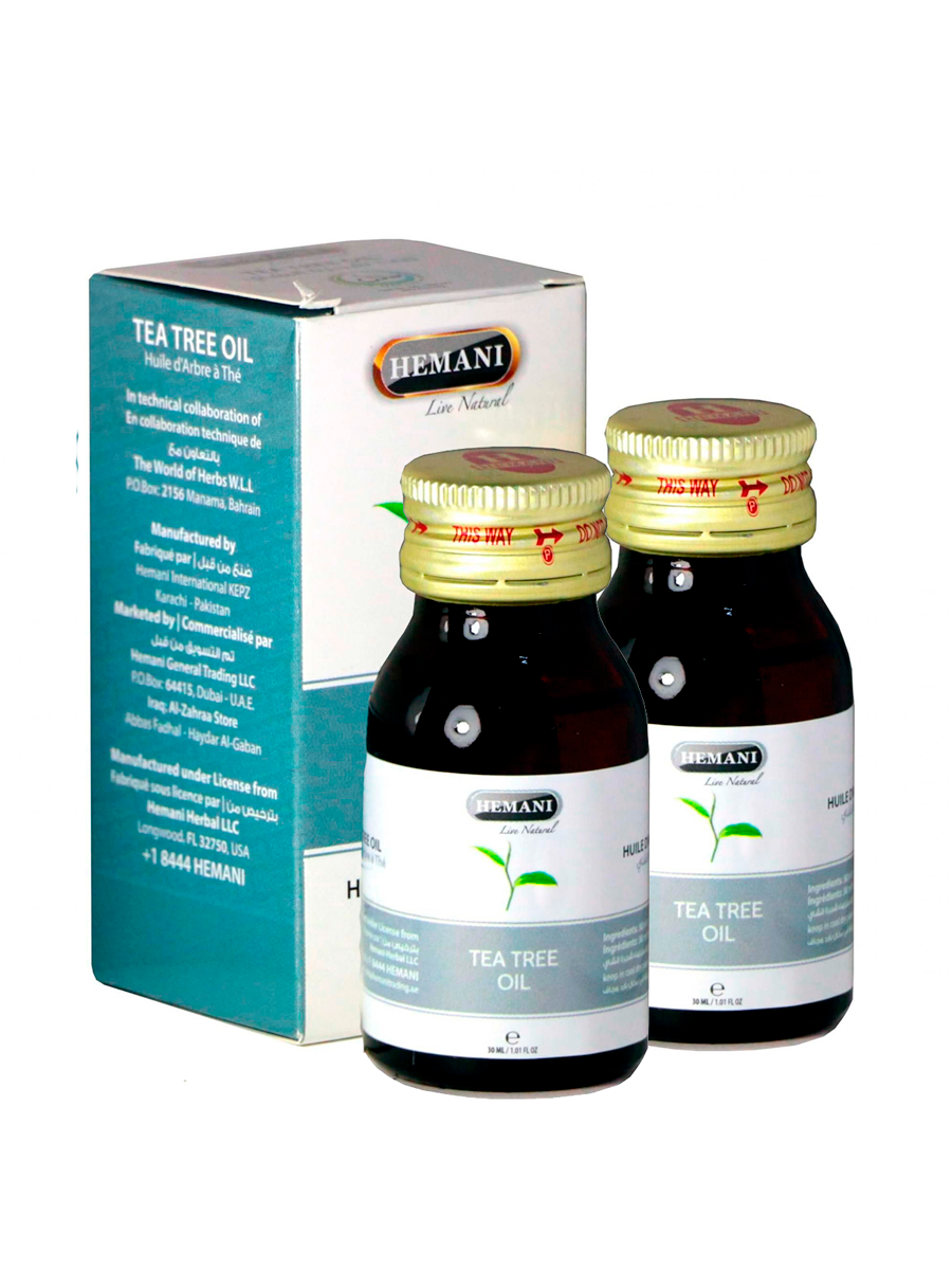 Масло Чайного Дерева HEMANI, 2 шт по 30 мл, 100% натуральный продукт без добавок