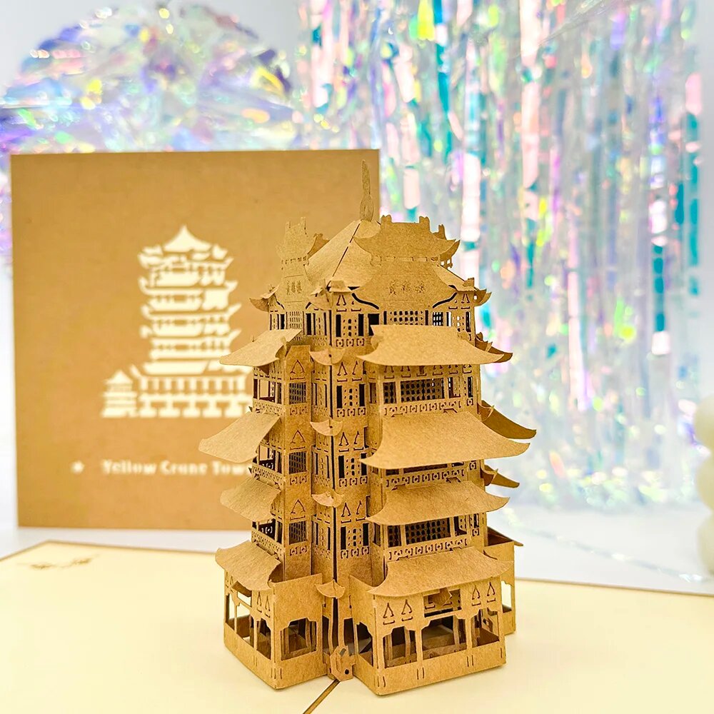 3D открытка Yellow Crane Tower, модель паперт-арт