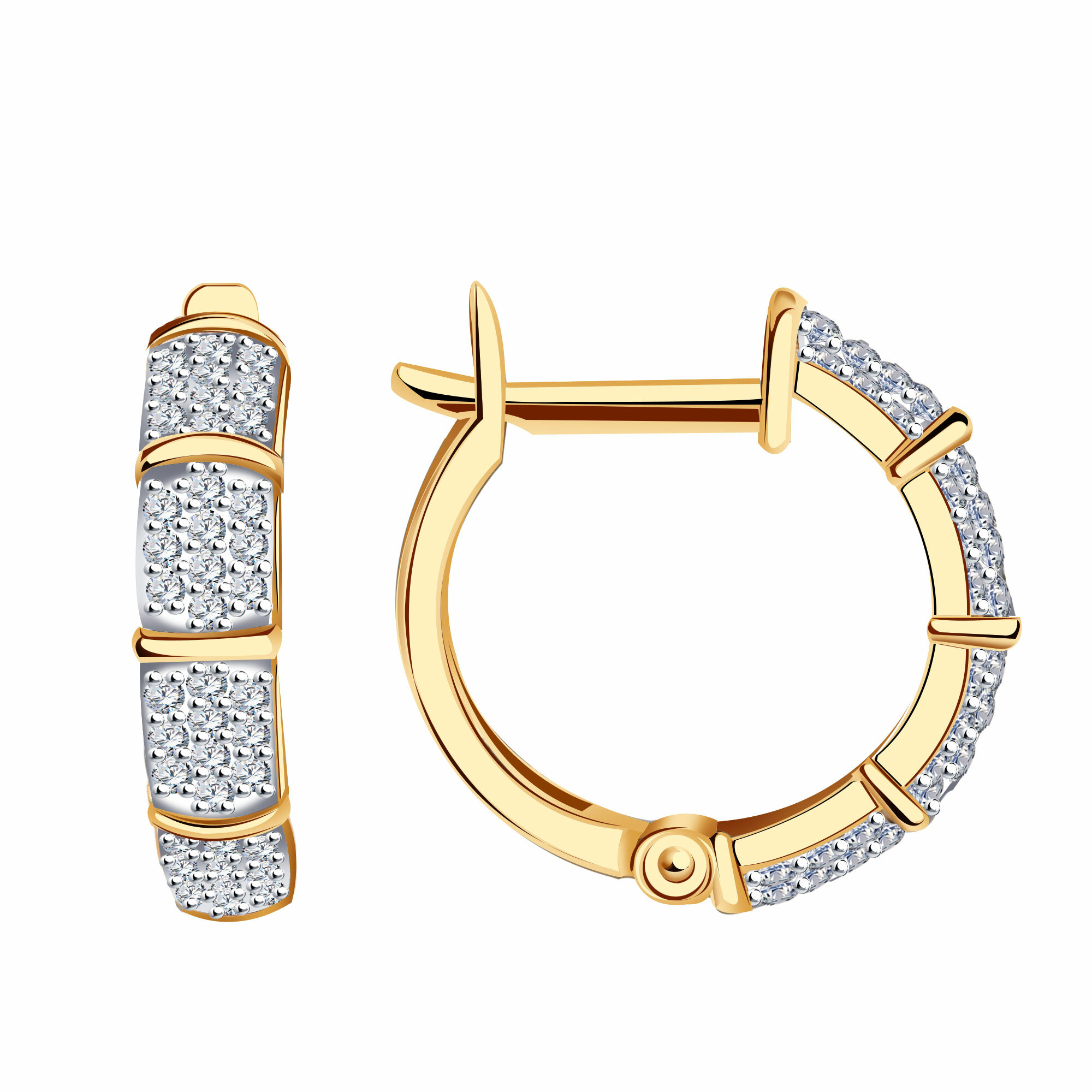 Серьги, красное золото, 585 проба, фианит