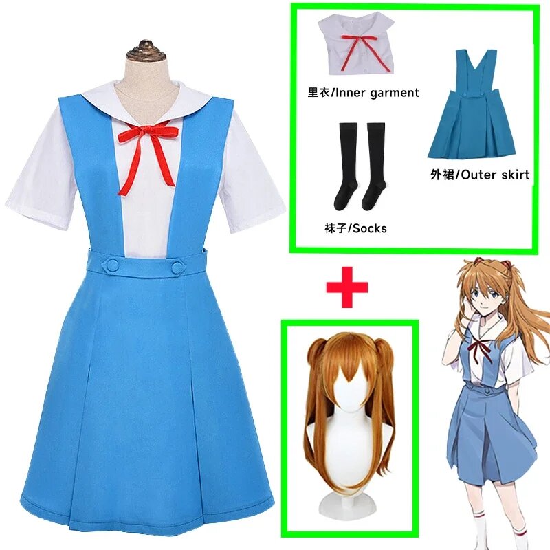 Женский костюм для косплея Евангелион Асука Лэнгли Сорью XS, Costume wig 1