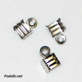 Фурнитура для бижутерии Зажим для шнура DC091-02 серебряный цвет 8x4 мм, цена за 30 шт.