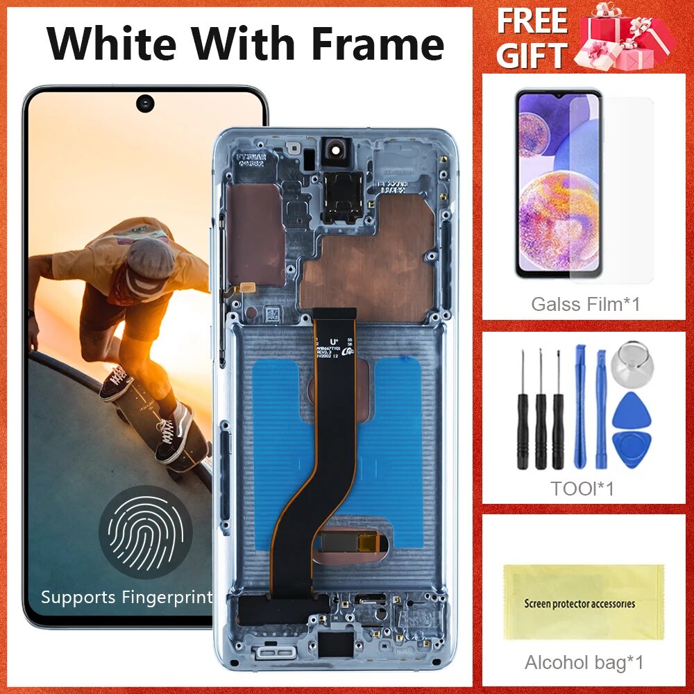 6,7-дюймовый AMOLED для Samsung S20 PLUS ЖК-дисплей G985 G985F G985F/DS G986 ЖК-экран S20 + 5G с отпечатками пальцев и дигитайзером в сборе