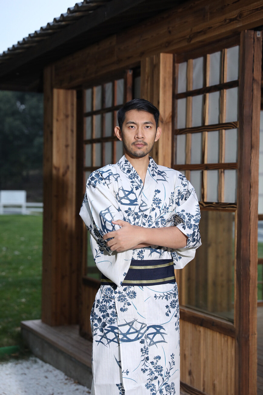 Кимоно, мужское, белое, с поясом