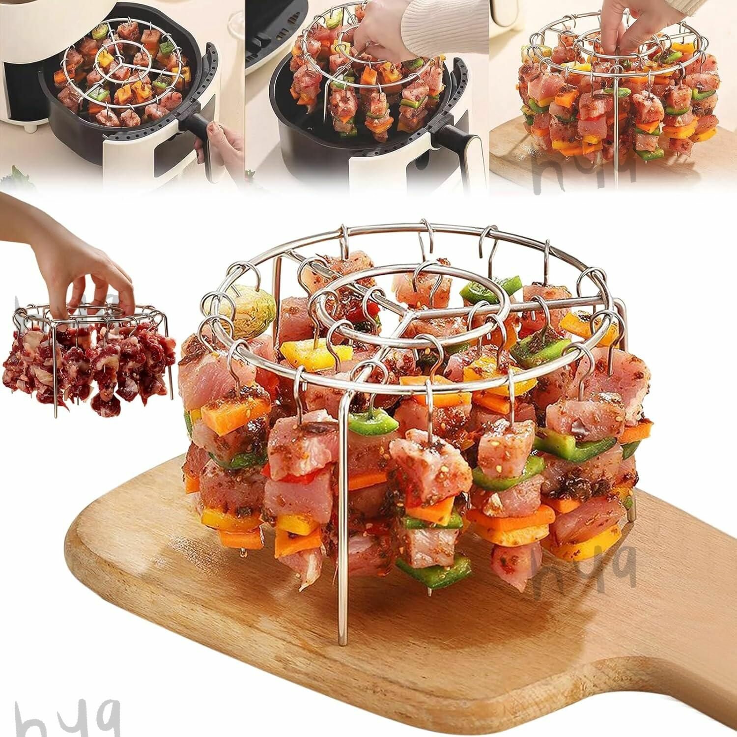 Подставка для шампуров "Для Фритюра", из нержавеющей стали, серебристый, 16x16x10 см