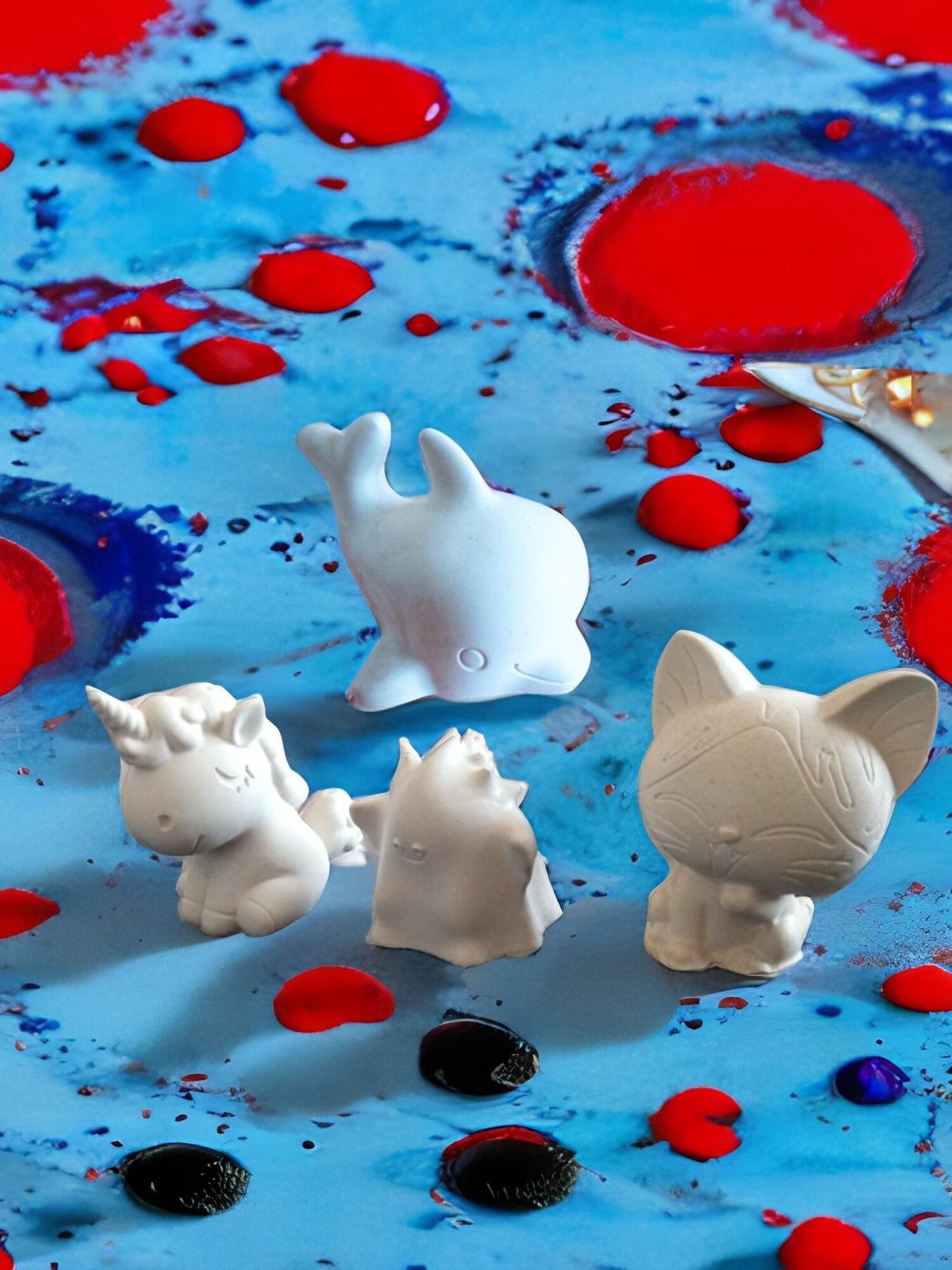 "Раскрась свои Фигурки" гипсовые фигурки (призрак, котёнок, единорог, дельфин)