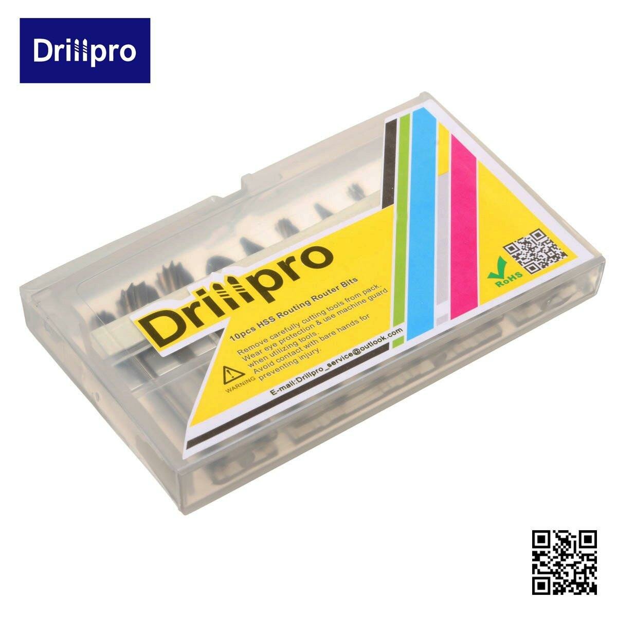 Drillpro 10 шт. фрезерных фрез HSS для гравировки по дереву
