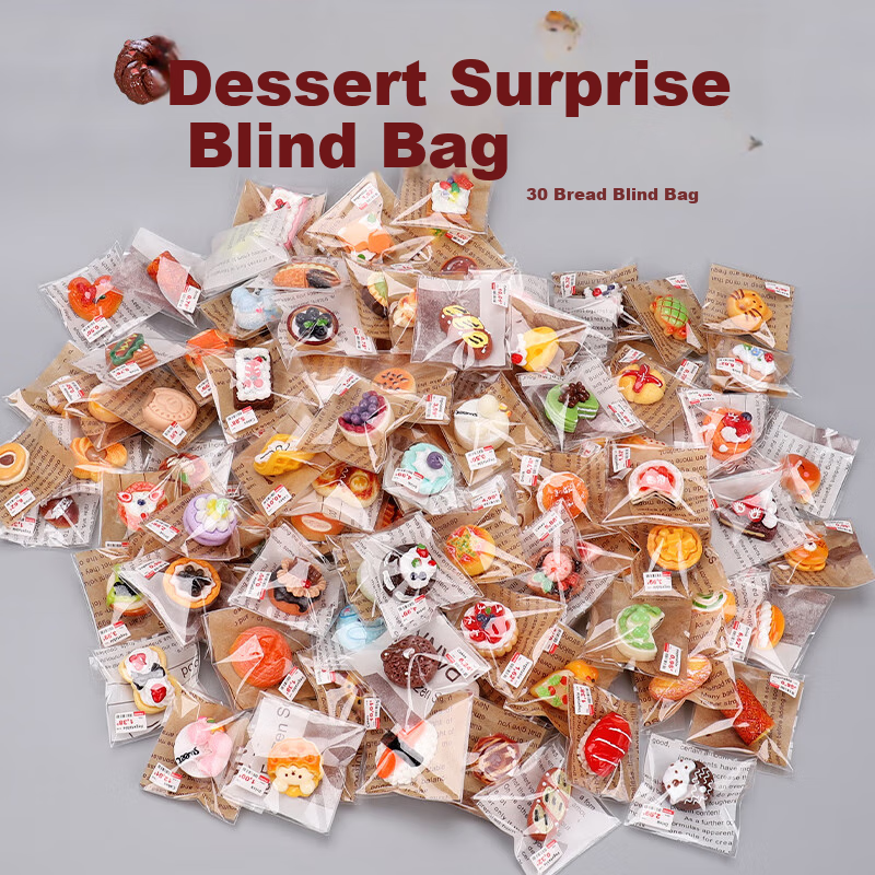 Xubeile Mini Dessert Cake Bread Food Play Independent Packaging Micro Simulation Children's Pretend Play Surprise Blind Box
