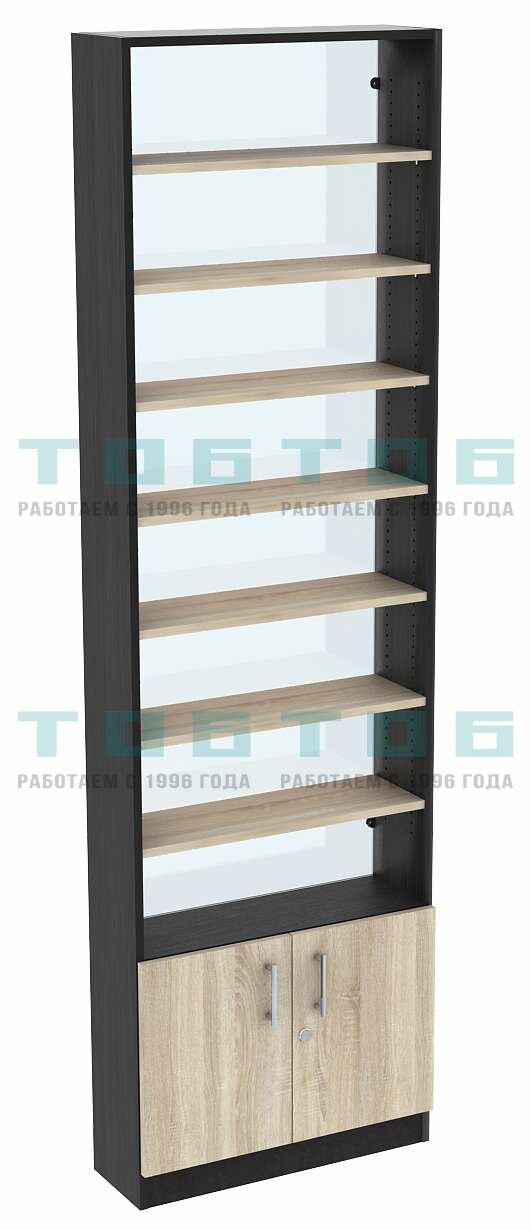 Стеллаж из ДСП с 7-ю полками 200x600 мм серии LEVEL-7 №3-1 (З/C - стекло), Орех