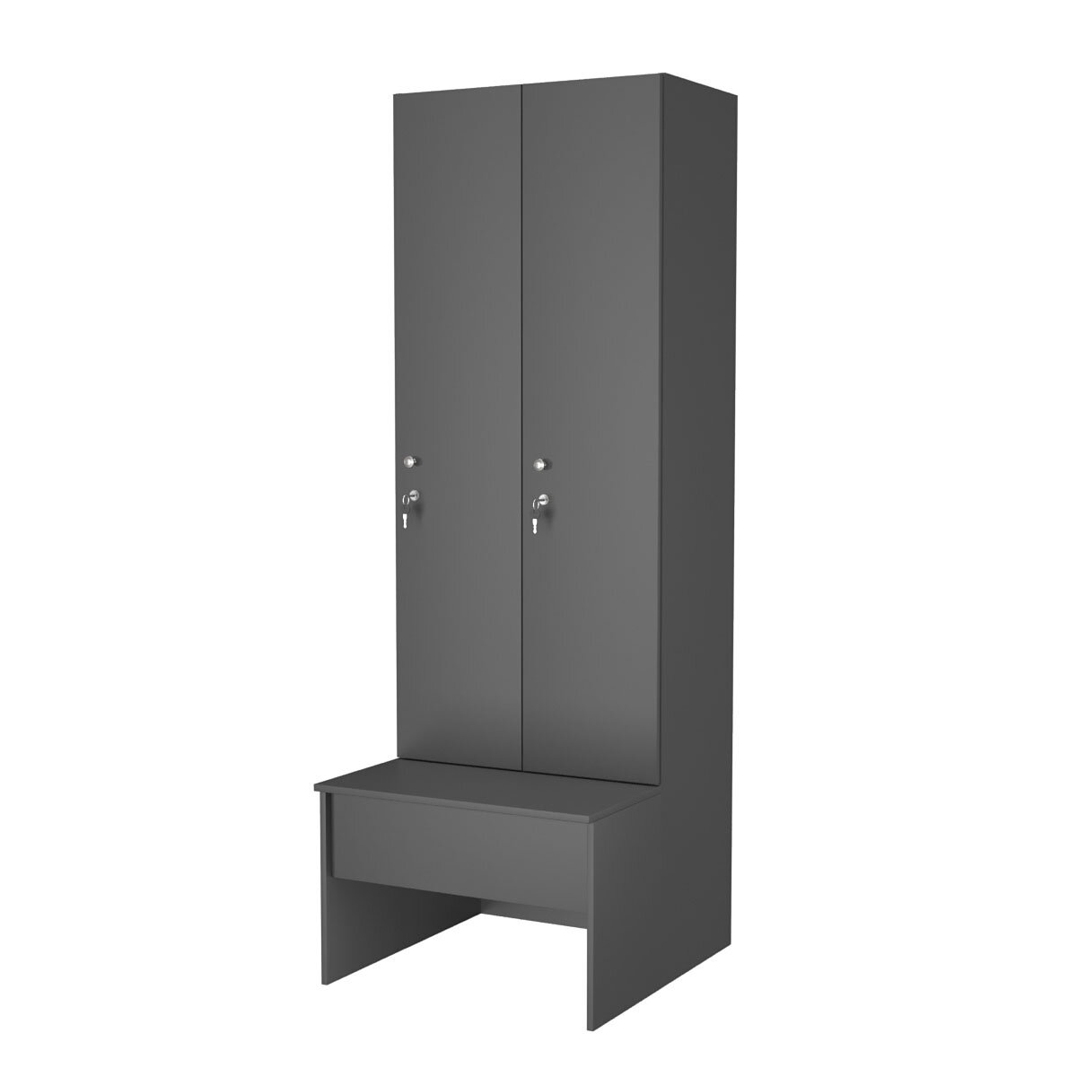 Шкаф для раздевалок со скамейкой комбо-соло №2-1, Антрацит. Производство товара - компания ТОБ.