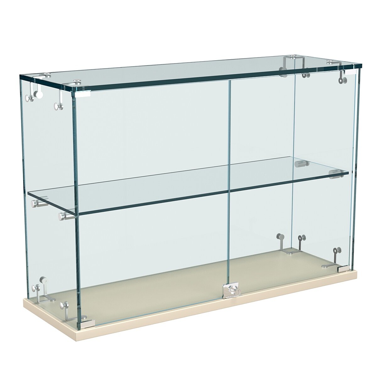 Витрина Истра настольная мини №5-2 с одной полкой и распашными дверками, Крем Вайс