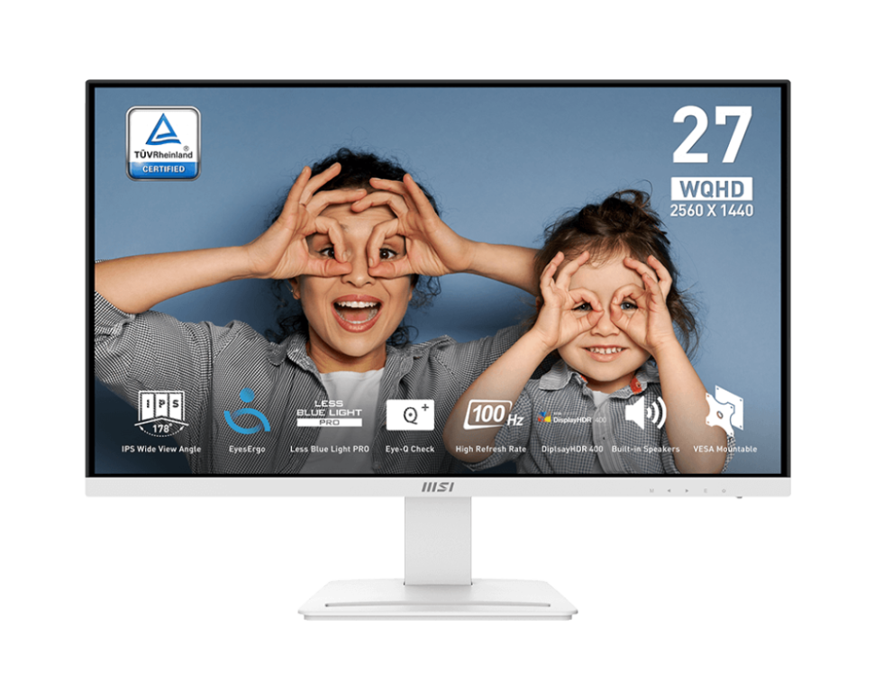 27" Монитор MSI PRO MP273QW E2, 2560x1440, 100 Гц, IPS, 1300:1, 400 Кд/м², белый