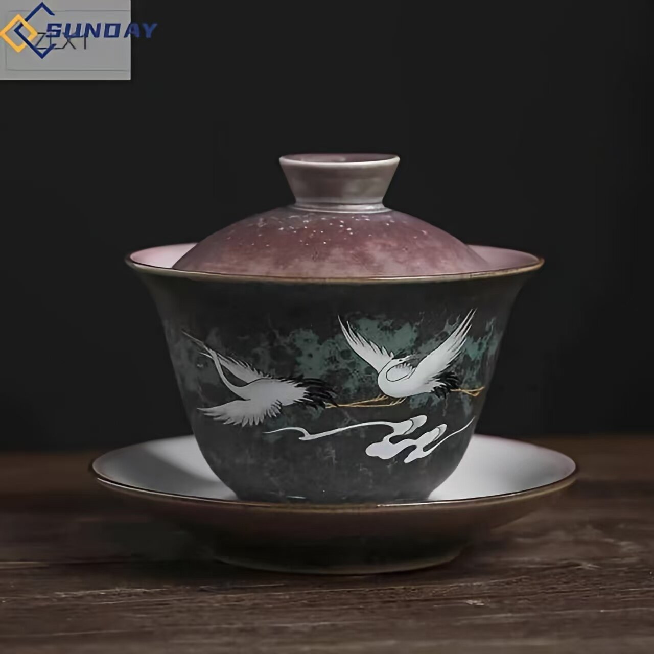 Гайвань для чая ZLX1, 200мл, зеленый/белый, керамикаГайвань для чая ZLX1, 200мл, зеленый/белый, керамика