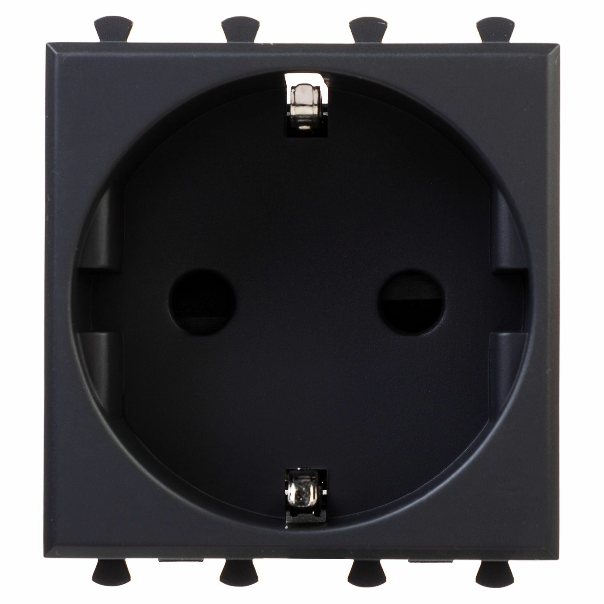 DKC Avanti Черный матовый Розетка 2P+E со шторками 2 модуля, 4412002