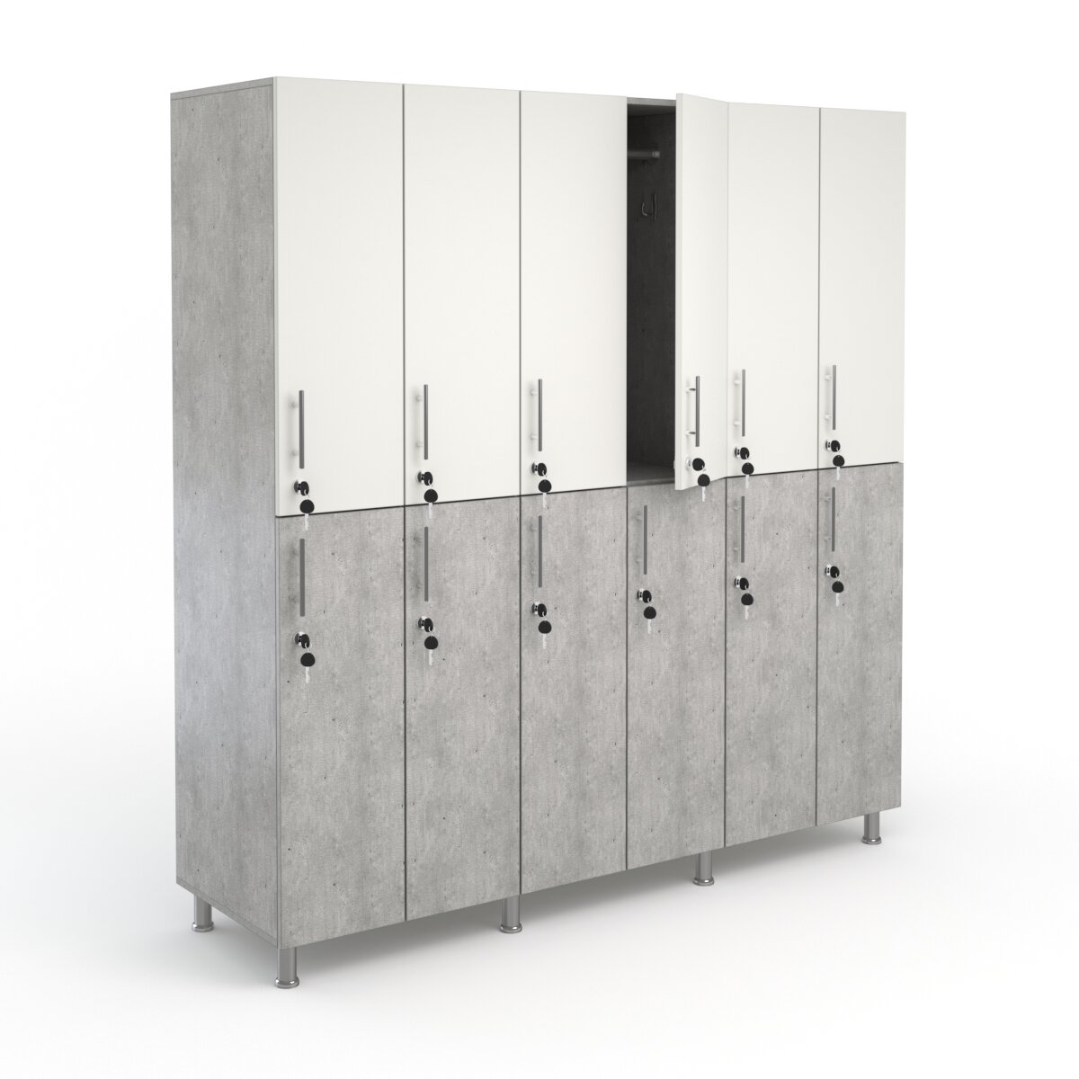 Шкаф для раздевалок 6-секционный 12ти-местный, Метрополитан Грей и Белый