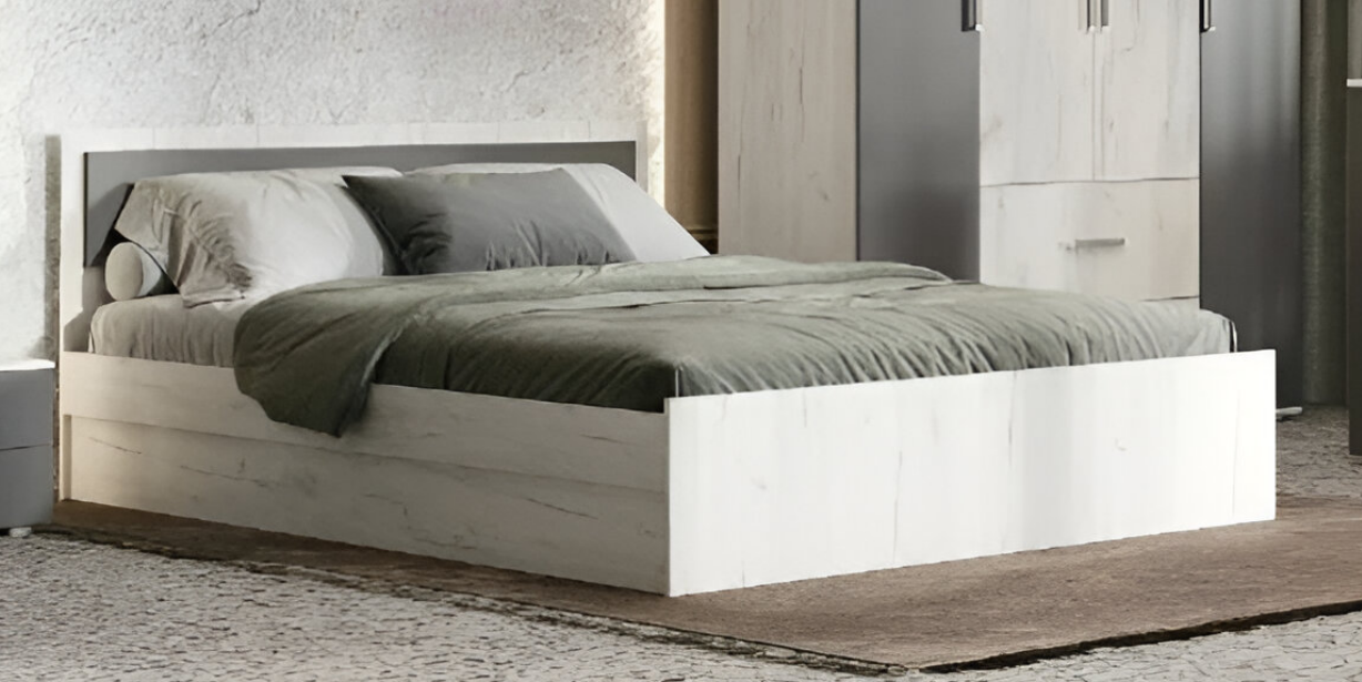 Кровать двуспальная Фиеста New 160х200см Графит/Дуб Крафт Белый