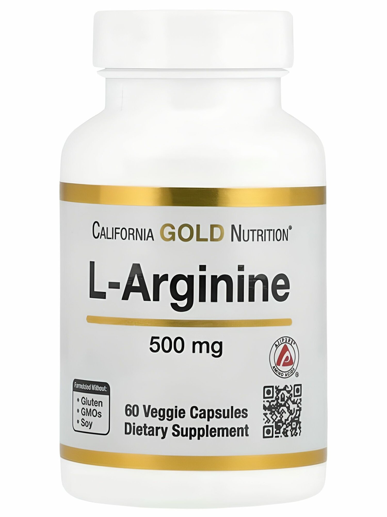 L-Аргинин California Gold Nutrition 500 мг 60 капсул, для сосудов и кровообращения