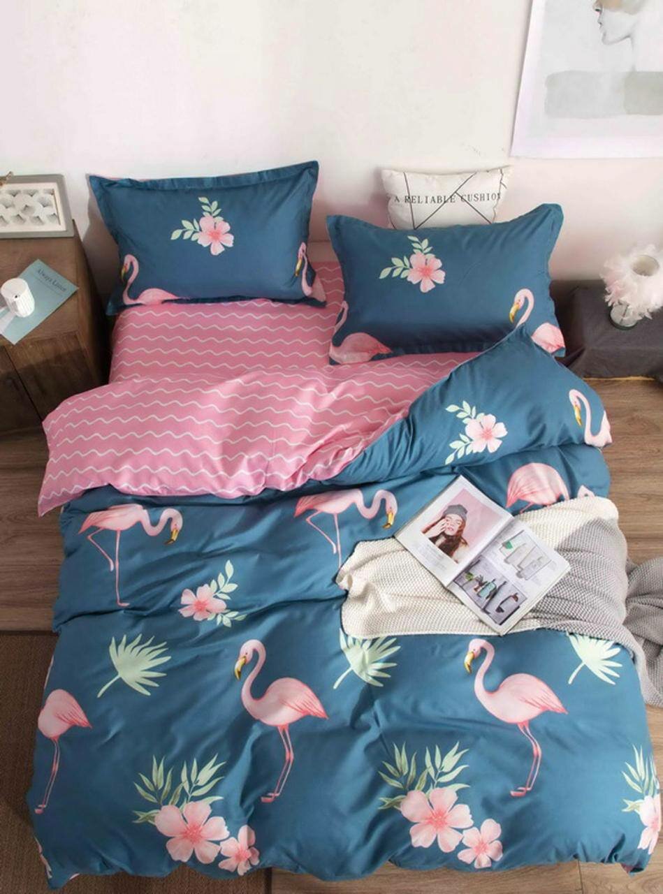 Постельное белье Lorida "Фламинго", сатин, евро, 2 наволочки, 4 наволочек