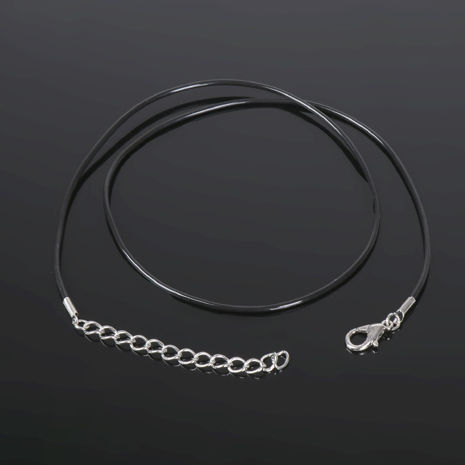 Шнурок каучуковый d=1.5 мм, 45 см с удлинителем, чёрный