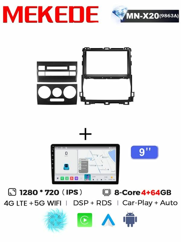 Магнитола 9" Mekede MN X20 Pro 4/64 Gb Toyota Land Cruiser Prado 120 3 Lexus GX470 GX 470 J120 F3 carplay