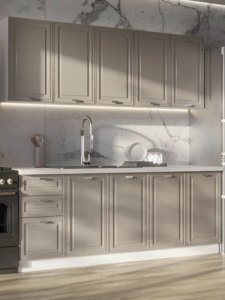 Кухонный гарнитур (Кухня) Антея 2.0 ясень крем софт + ясень крем софт МДФ т без столешницы 2000х460х2160 игни