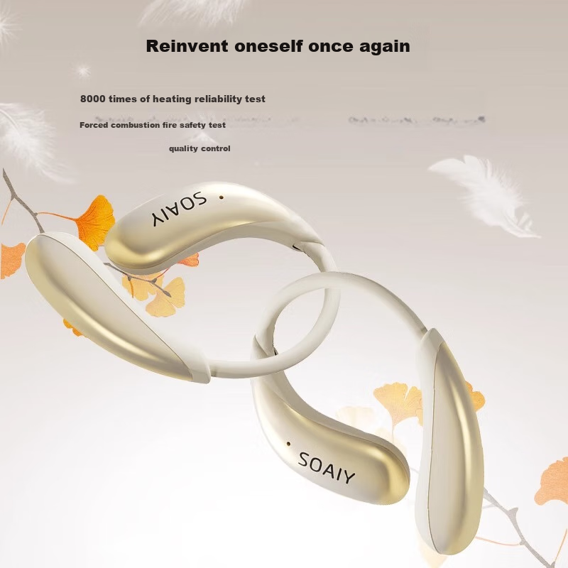 Soaiy GD51 Open-ear AI Intelligent Bluetooth Earphones with Long Battery Life for Running, Music, Calls, Noise Cancellation, Compatible with Apple, Huawei, Xiaomi, 520 Gift, Cool Black Trendy Sound