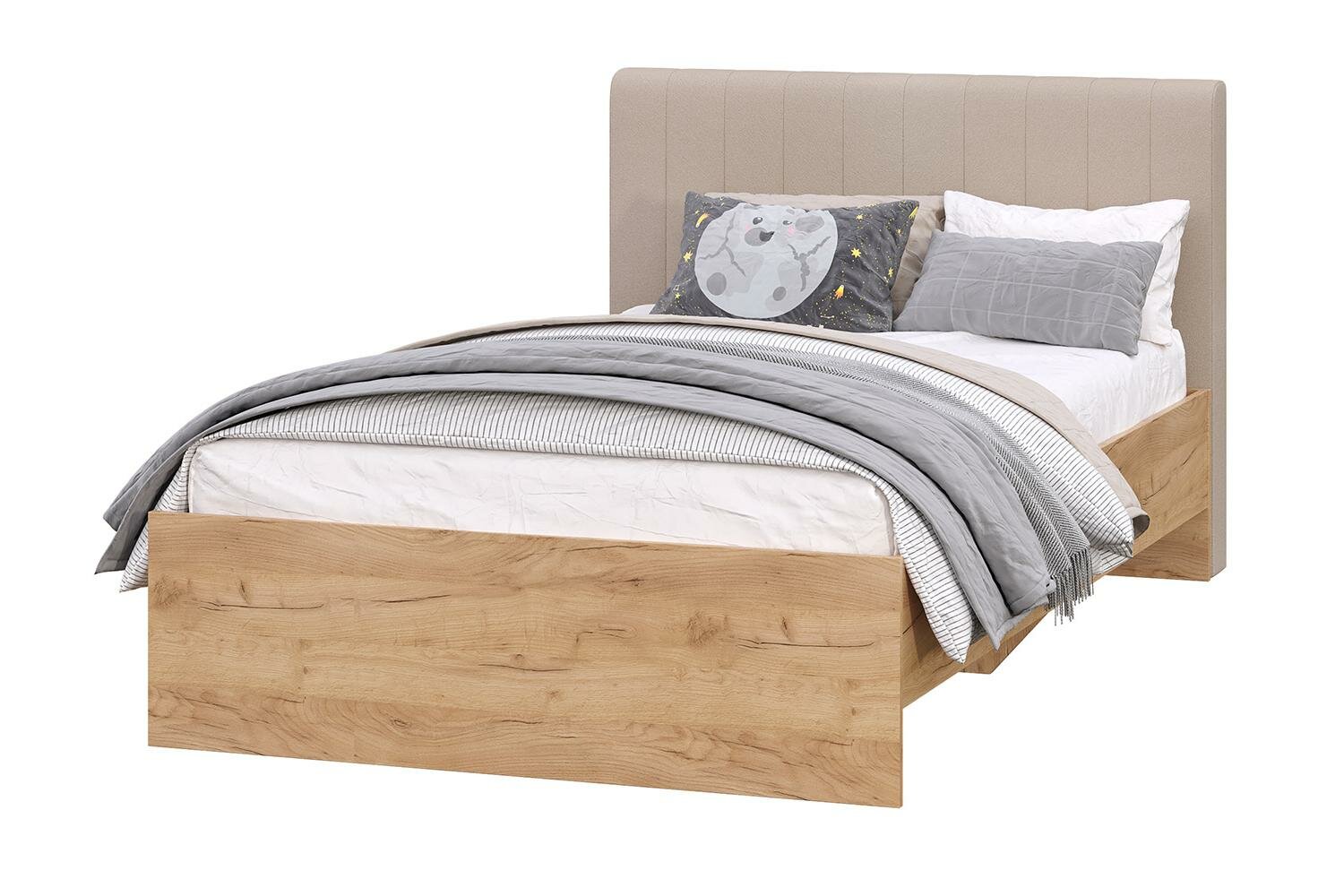 Кровать 1,5-спальная Модекс-2, 120х200 см, основание в комплекте, дуб золотой, бежевый